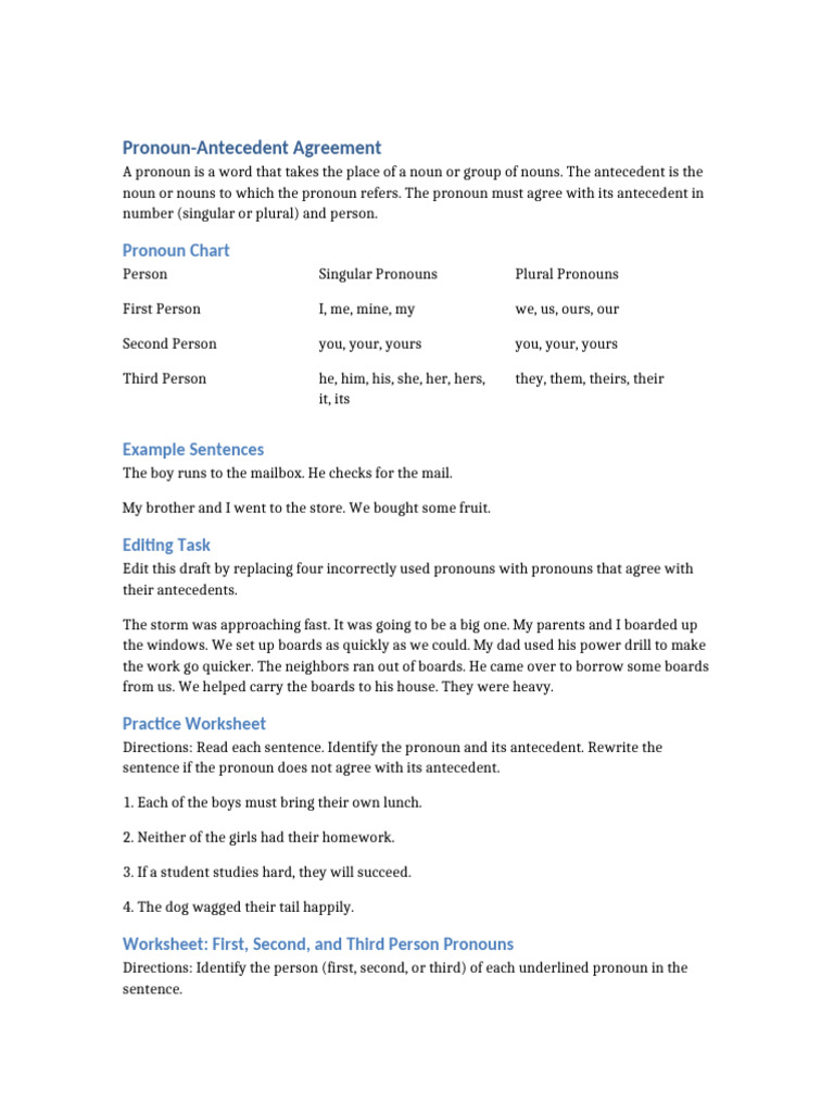 Pronoun-Antecedent Agreement Lesson Updated-1 | PDF