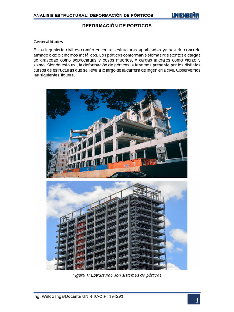 Deformación en Pórticos | PDF | Deformación (ingeniería) | Elasticidad (Física)
