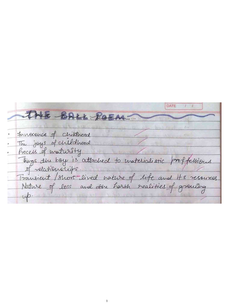 The Ball Poem - Scanned Notes | PDF