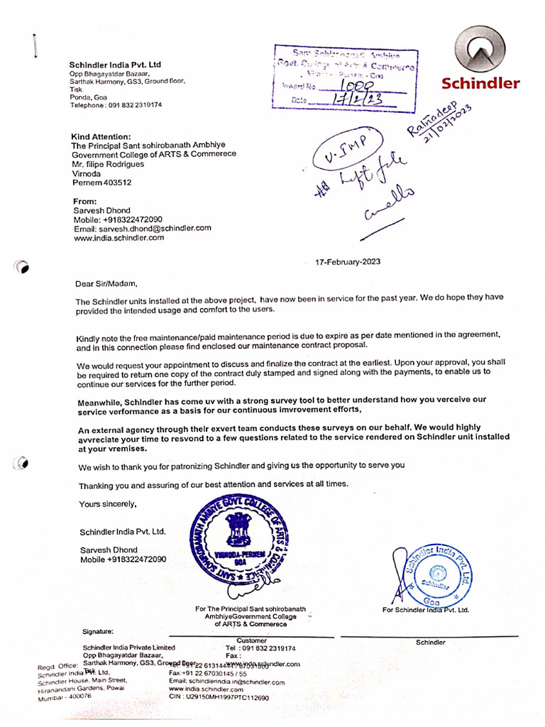 Schindler Lift AMC 17 Feb 20231 | PDF