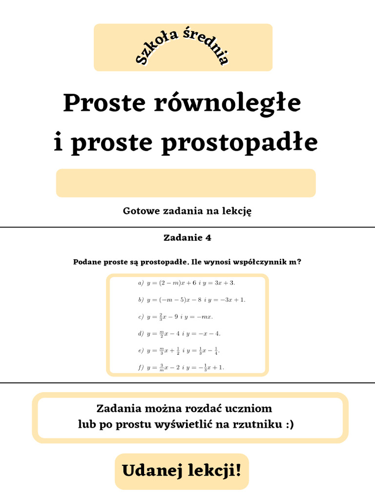 Proste Równoległe I Prostopadłe Zadania | PDF