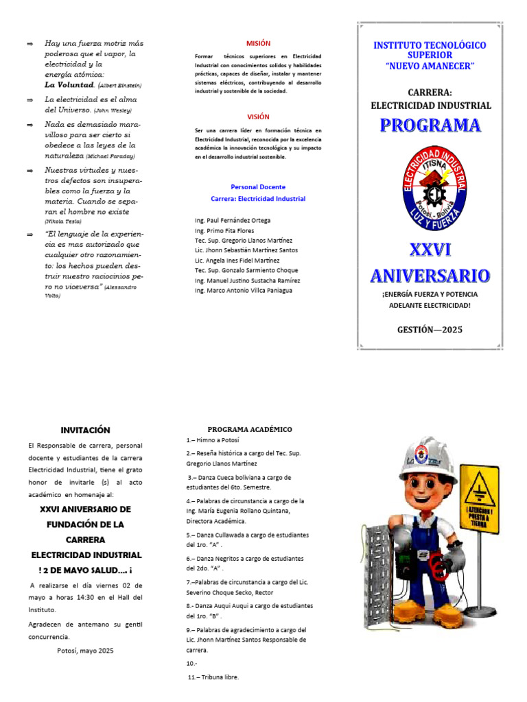 Programa de Festejos Electricidad Industrial 2025 | PDF | Electricidad