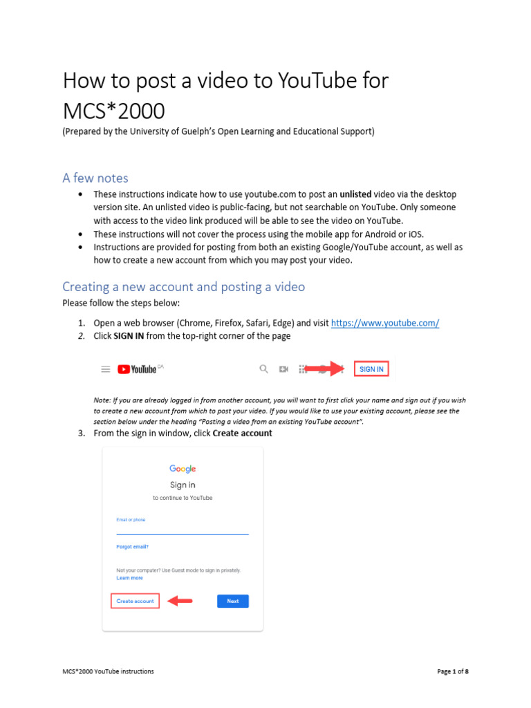 Instructions - How To Post A Video To YouTube | PDF | You Tube | Safari ...