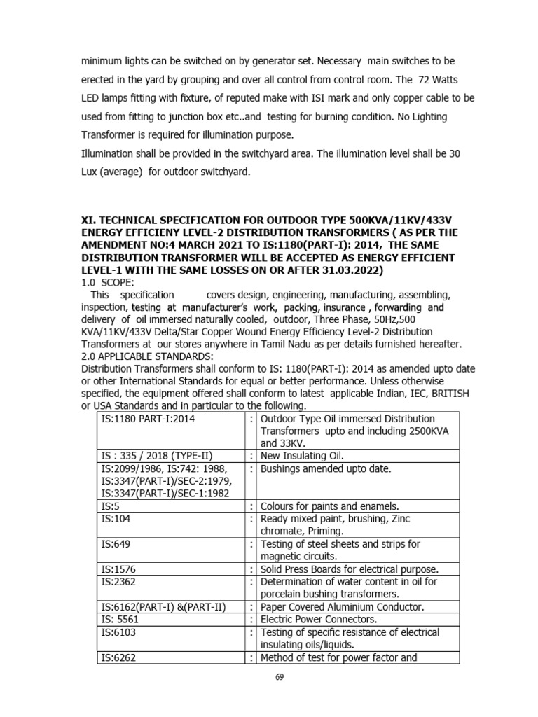 500 KVA-TRANSFORMER - SPEC As Per Tender-Notice | PDF | Transformer | Insulator (Electricity)