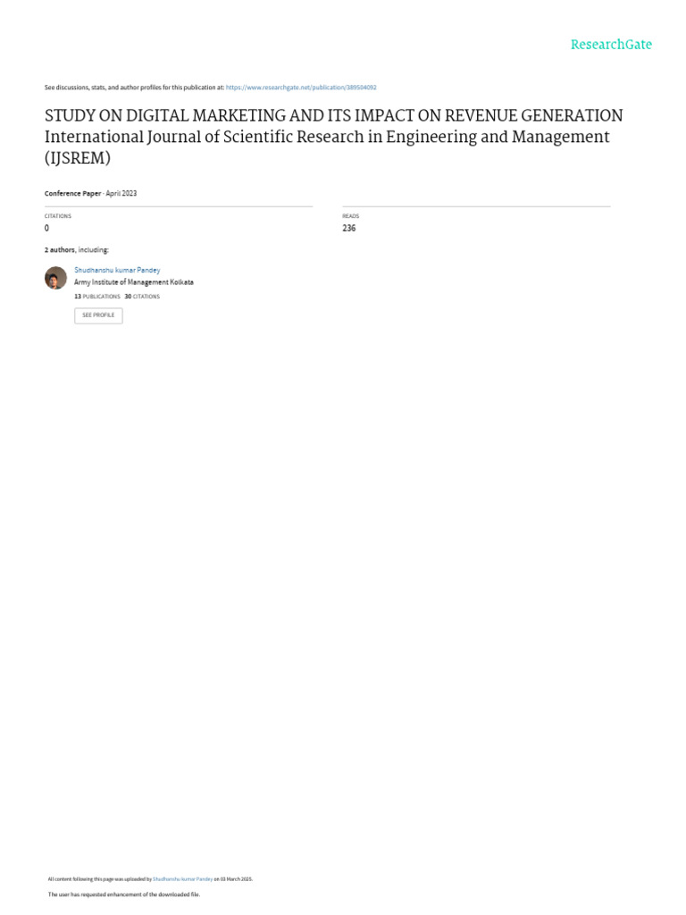 Study On Digital Marketing and Its Impact On Revenue Generation ...
