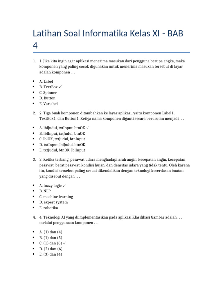 Latihan Soal Informatika Kelas XI BAB 4 | PDF
