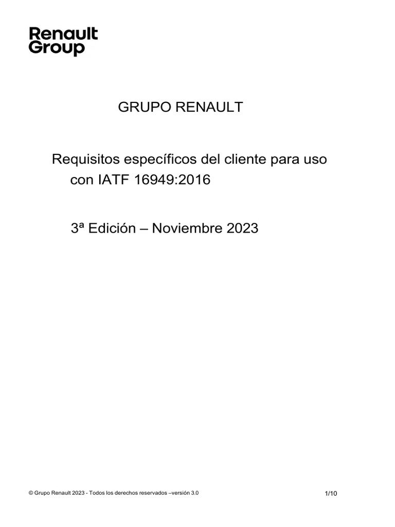 CSR-RG - RENAULT - GROUP-2023 - V3 Español | PDF | Calidad (comercial) | Business