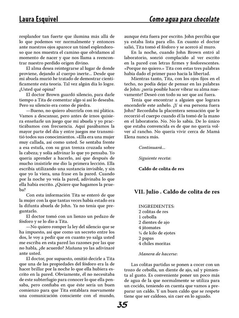 Como Agua para Chocolate PDF - Capítulo 7 | PDF | Amor