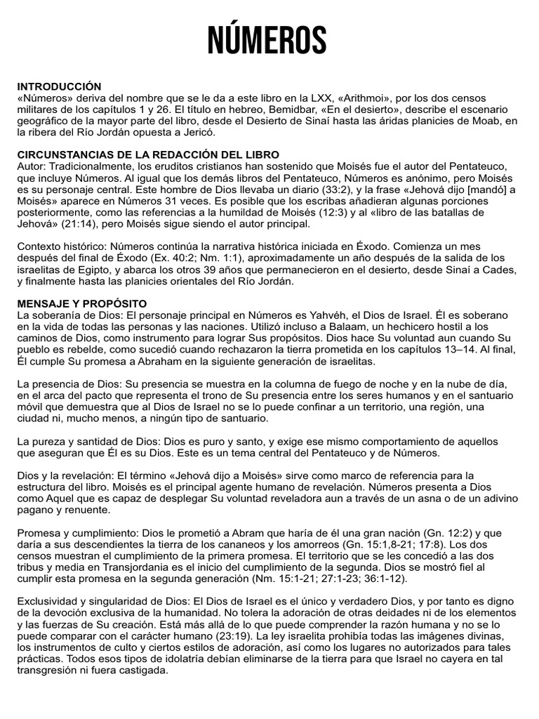 Análisis del Libro de Números en la Biblia | PDF | Libro de números ...