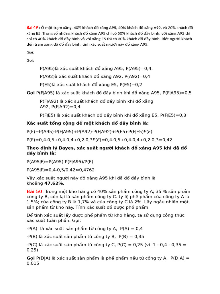 BÀI TẬP XSTK | PDF