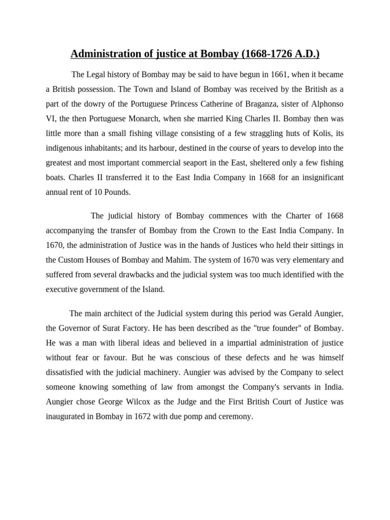Administration of Justice at Bombay (1668-1726 A.D.) | PDF | Mumbai ...