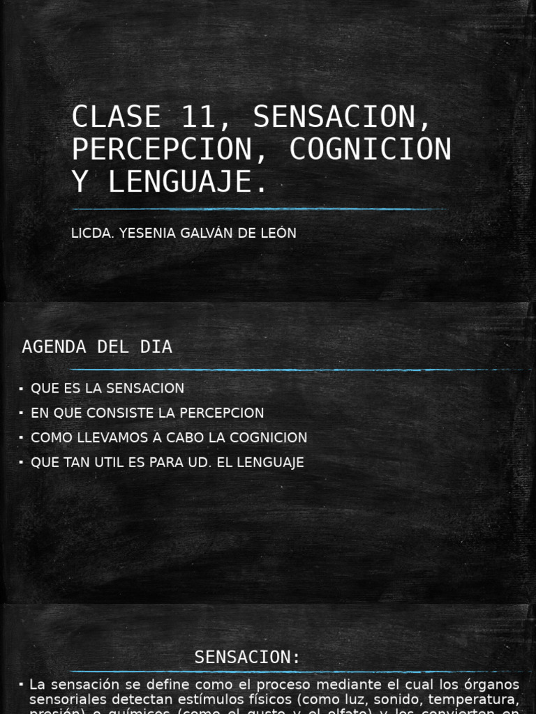 Clase 11, Sensacion, Percepcion, Cognicion | PDF | Percepción | Sentidos