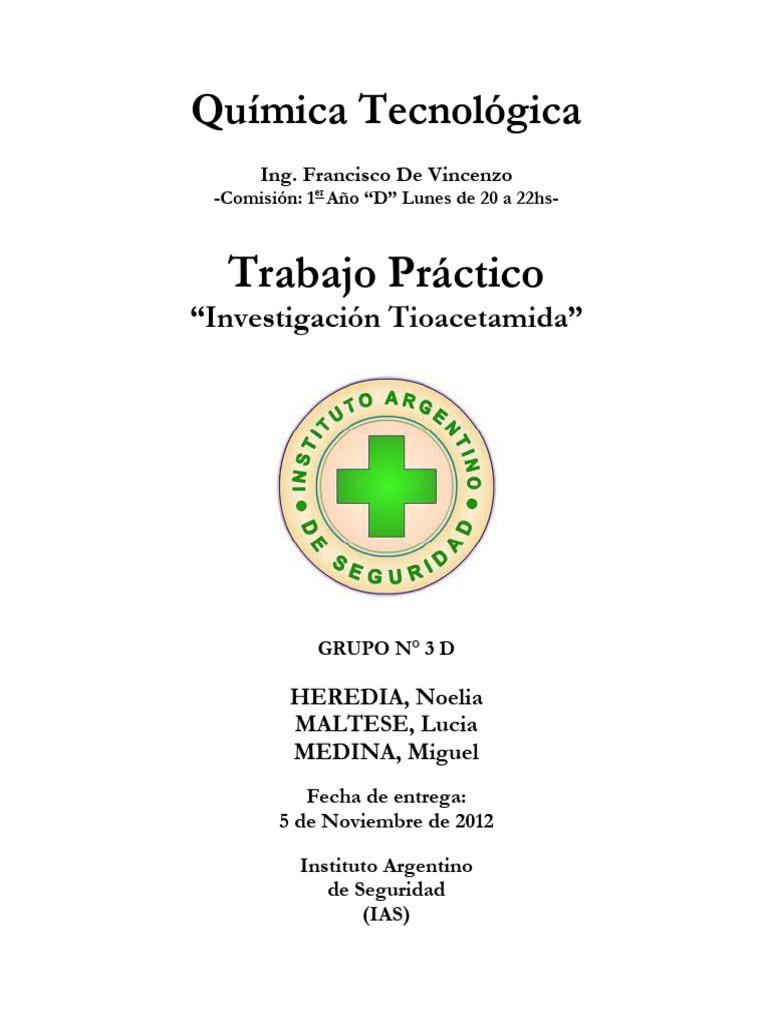 Tio Acetamida | PDF | Hidrógeno | Oxígeno