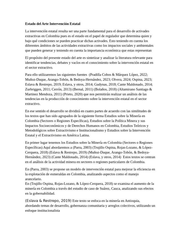 Estado Del Arte Intervención Estatal | PDF | Colombia | America latina