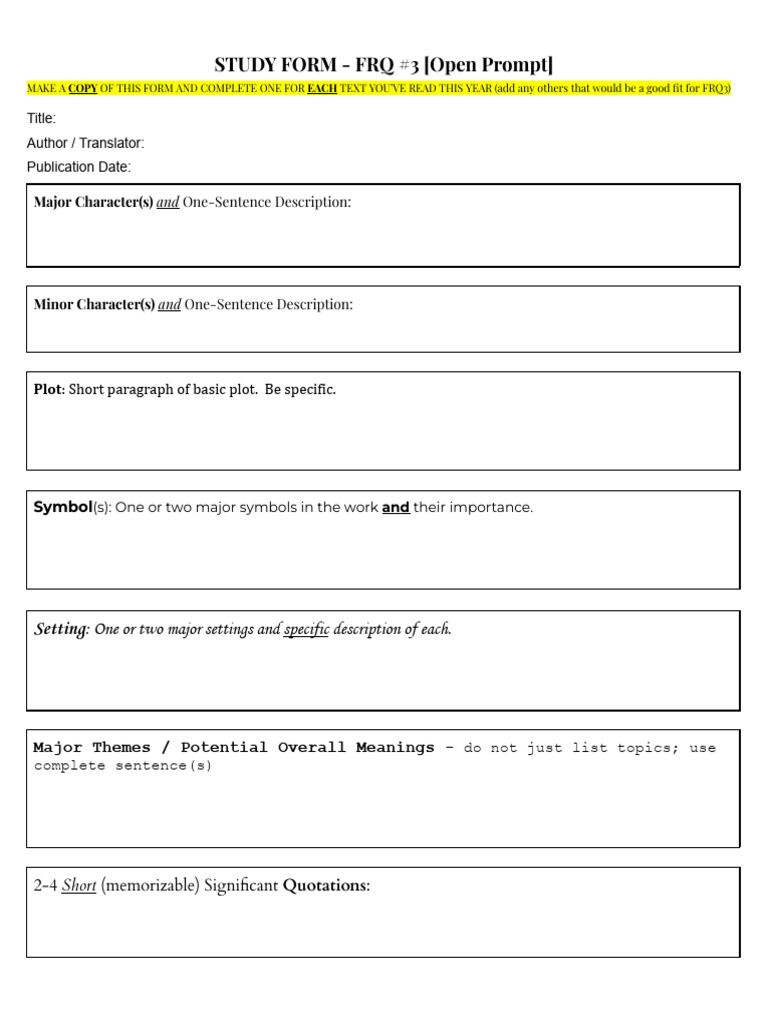 AP Study Form FRQ #3 | PDF