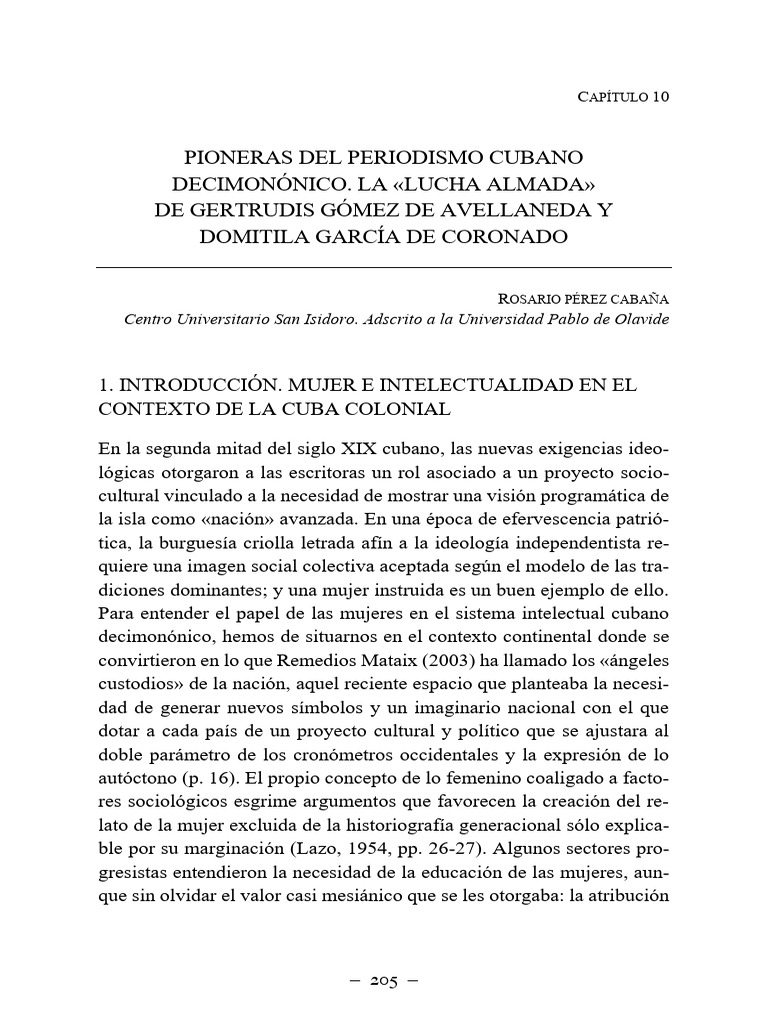 Pioneras Del Periodismo Cubano Decimonónico. La Lucha Almada de ...