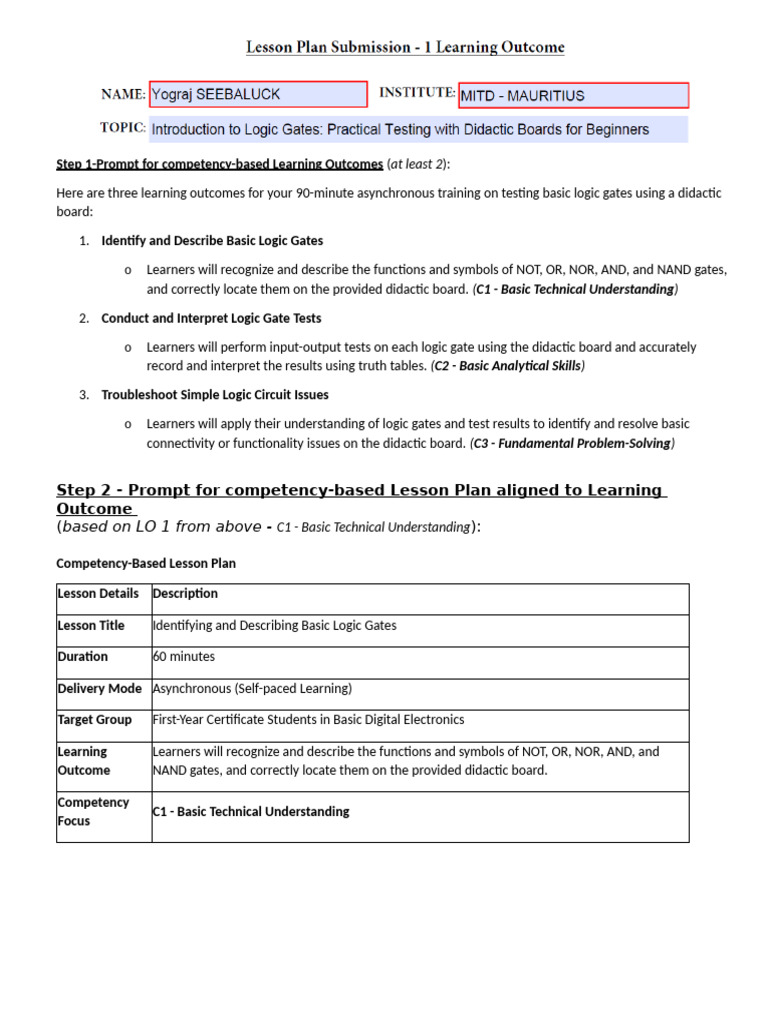 Lesson plan Introduction to Logic Gates - Practical Testing with ...