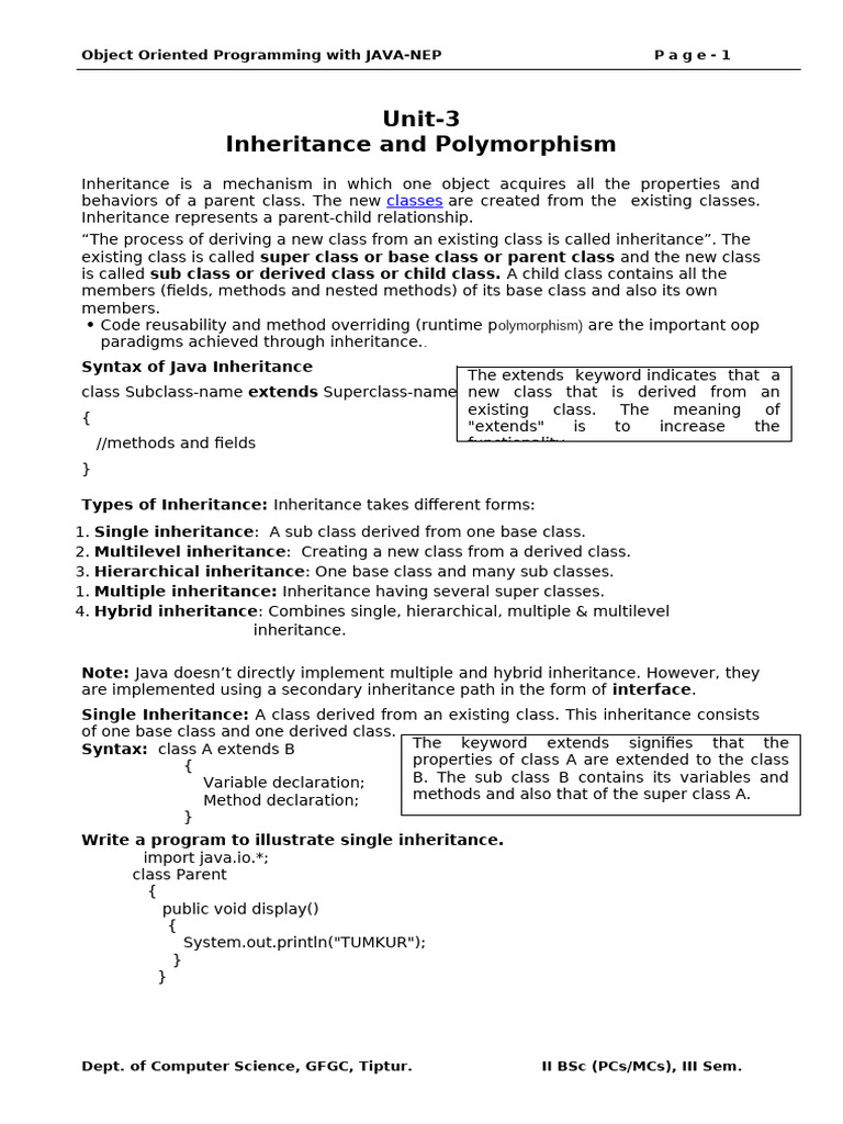 Java Inheritance and Polymorphism Guide | PDF | Method (Computer ...