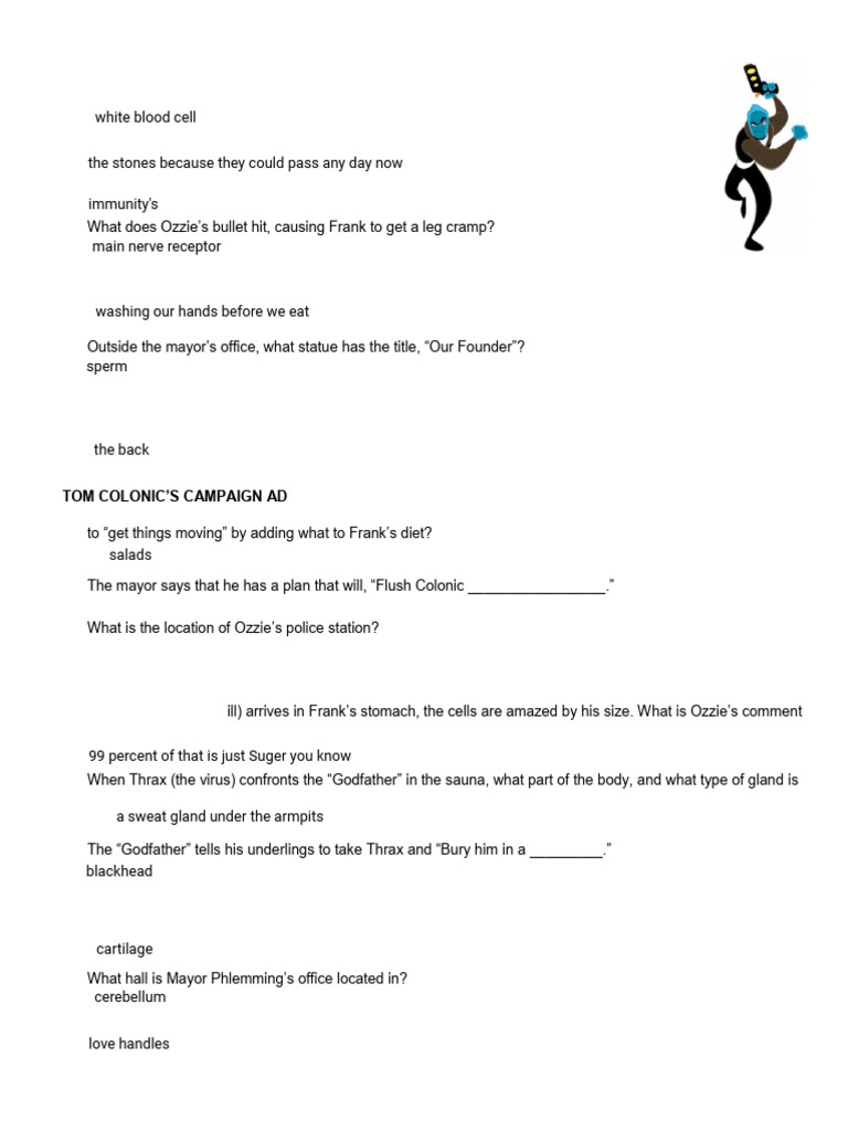 Osmosis Jones: Movie Study Guide | PDF | Medical Specialties | Biology