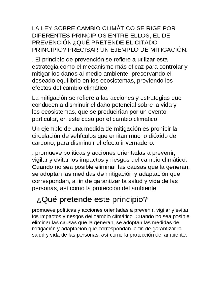 La Ley Sobre Cambio Climático Se Rige Por Diferentes Principios Entre ...
