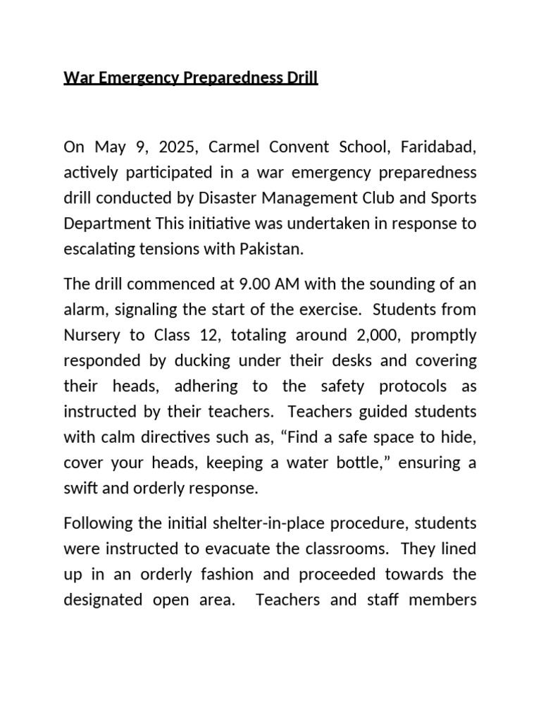 Emergency Preparedness Drill | PDF