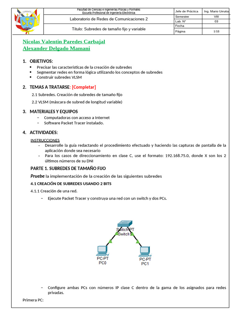 Guia3 Subredes VLSM | PDF | Dirección IP | Estándares de internet