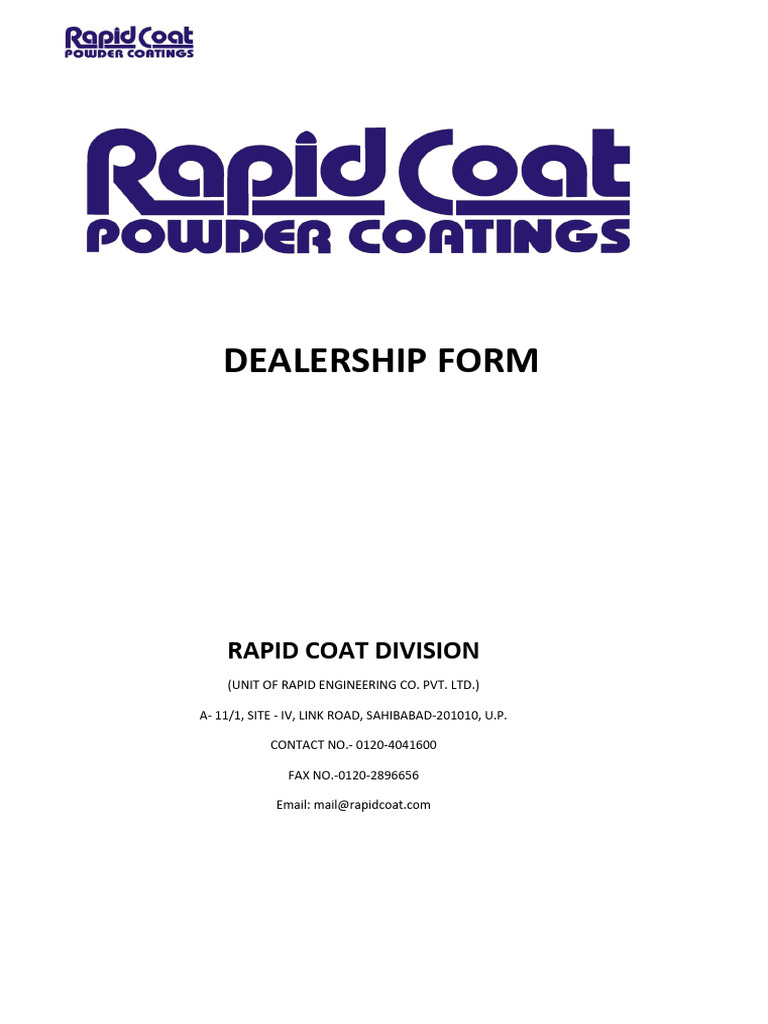 Rapid Coat Dealership Form | PDF