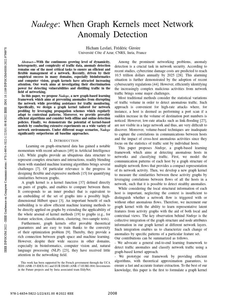 Nadege When Graph Kernels Meet Network Anomaly Detection | PDF | Machine Learning | Graph Theory