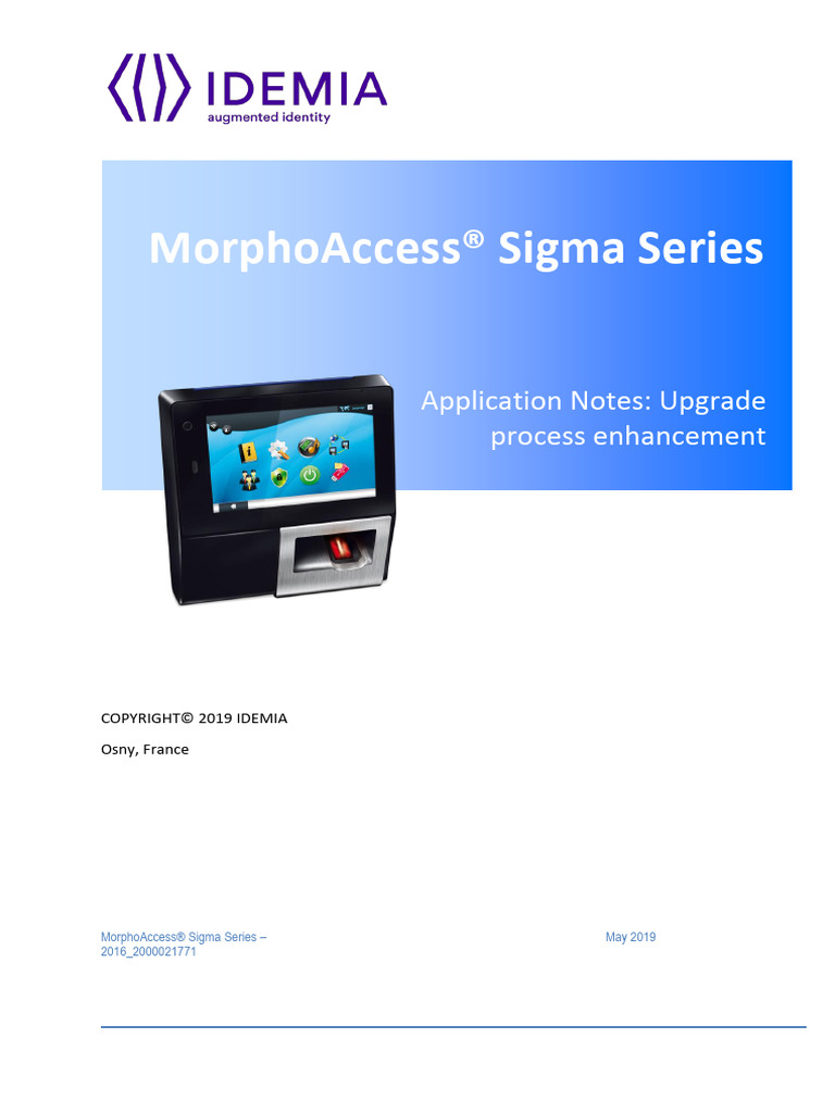MorphoAccess VP MD and SIGMA Family - Upgrade Process Enhancement (2016 - 2000021771-V4) | PDF ...