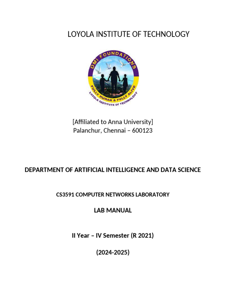 CS3591_Computer Networks_Lab_Manual | PDF | Transmission Control Protocol | Computer Network