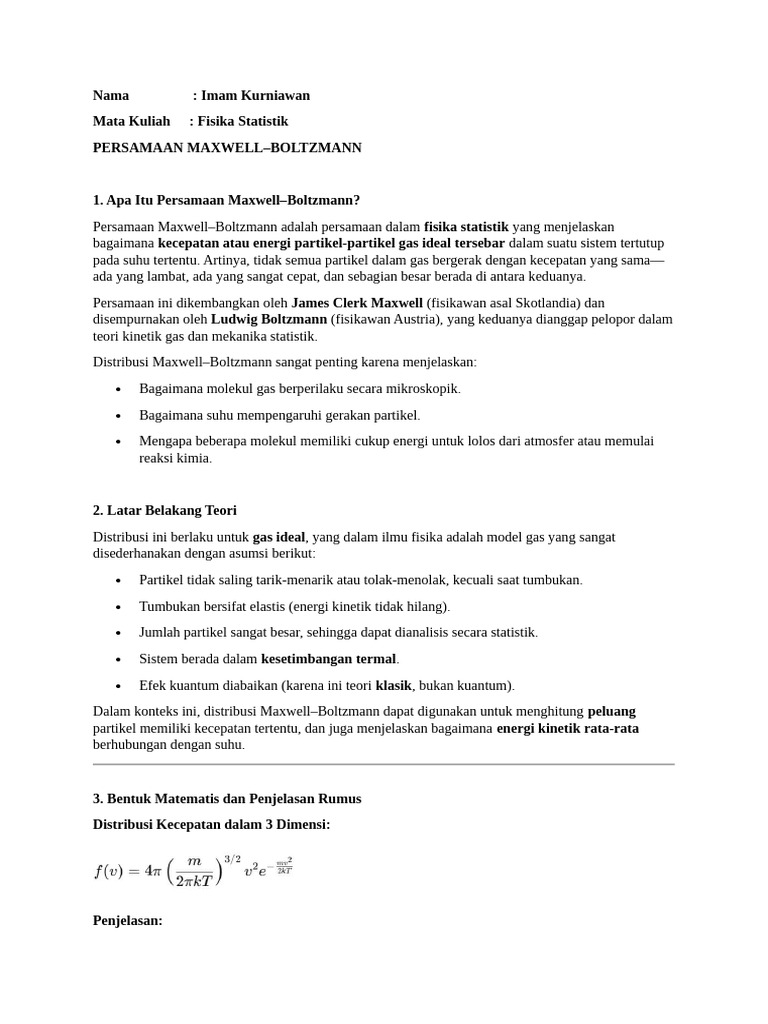 Resume Imam Kurniawan Fisika Statistik | PDF