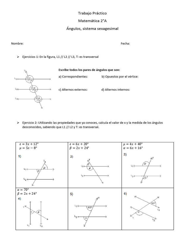 Trabajo PrÃ¡ctico NÂ°1 Ã¡ngulos y Sist Sexag | PDF