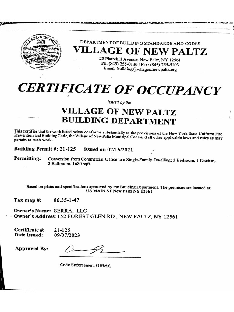 Cert of Occ For Open Permit | PDF