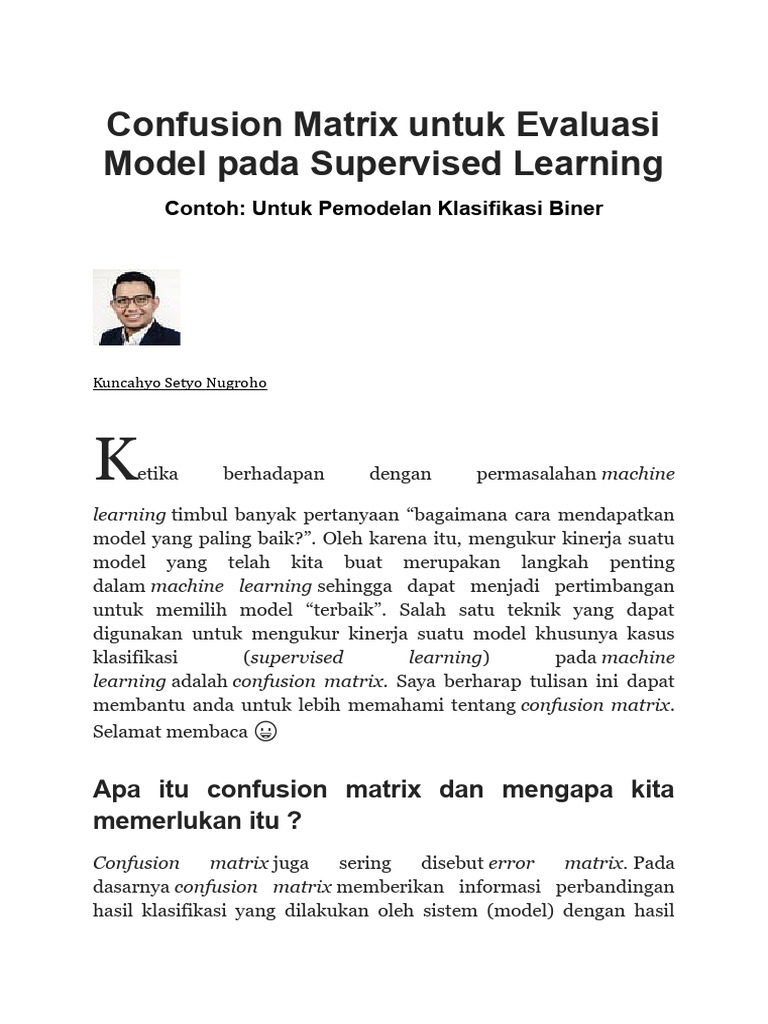 Confusion Matrix Untuk Evaluasi Model Pada Supervised Learning | PDF