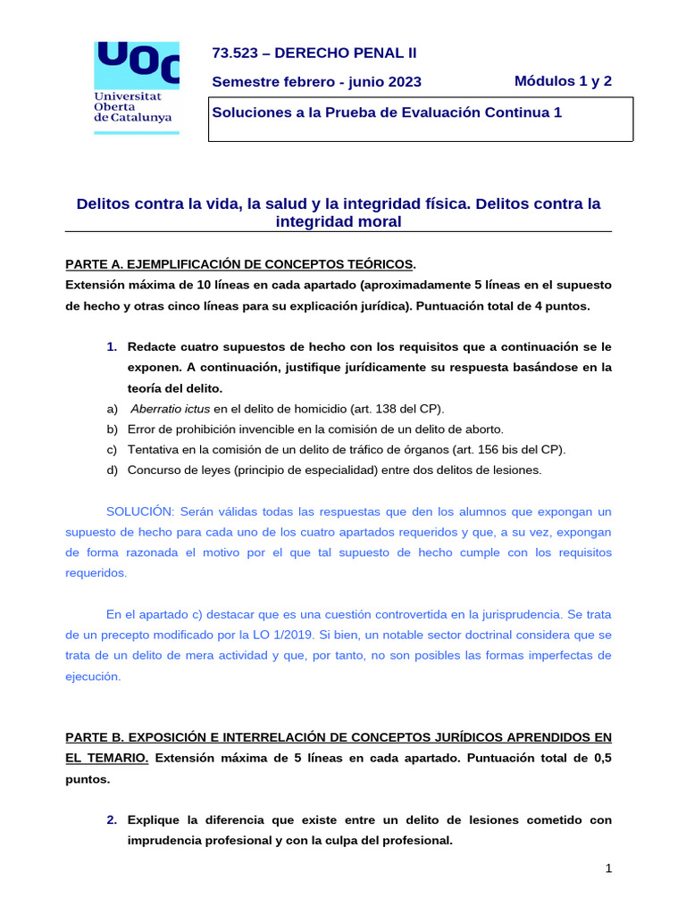 PEC1.soluciones | PDF | Derecho penal | Policía