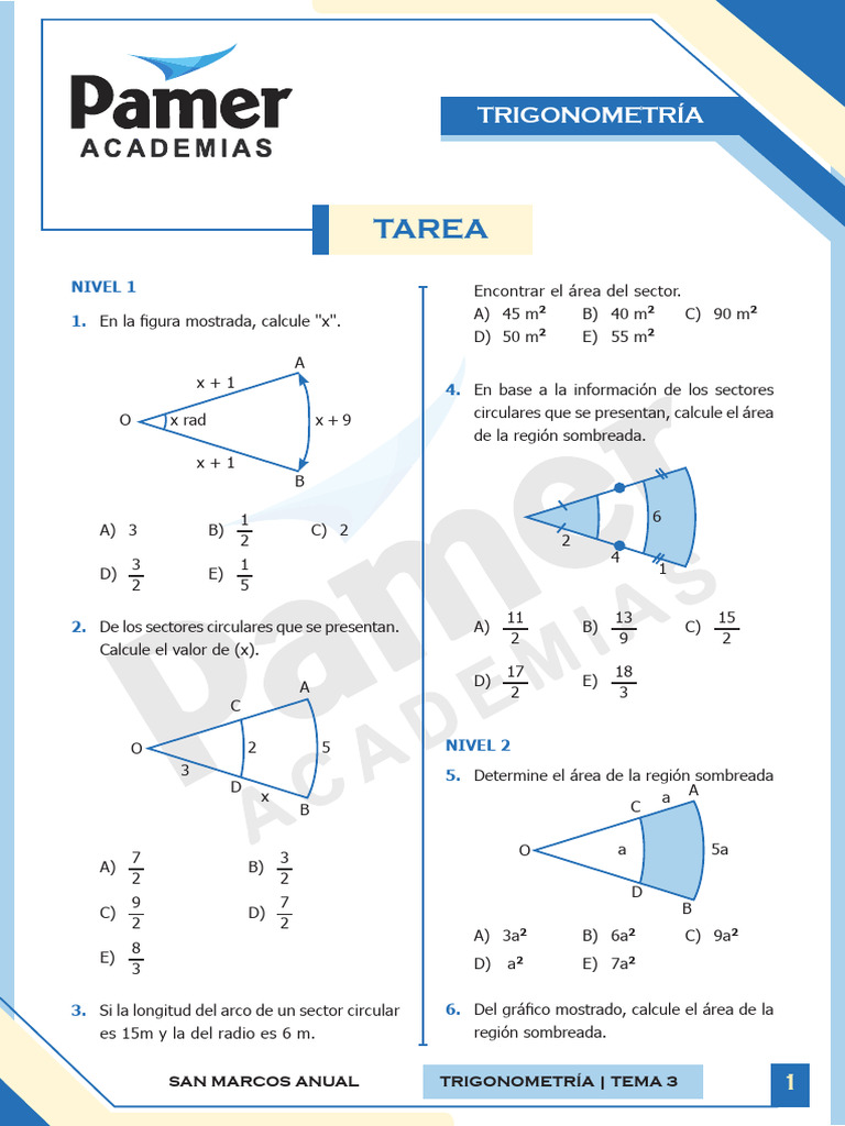 TRIGONOMETRIA - Tarea Sem 3 | PDF