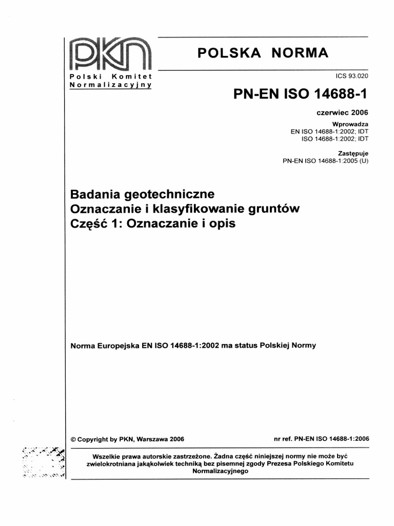 PN-En ISO-14688-1 Badnia Geotechniczne. Oznaczenie i Klasyfikowanie ...