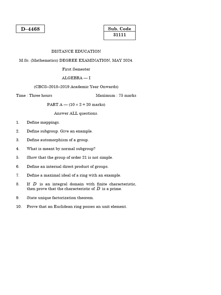 2023 May Pg M Sc Mathematics M Sc Mathematics Pdf Compact Space