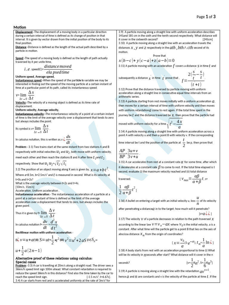 Motion Concepts: Displacement, Speed, Velocity | PDF | Acceleration ...