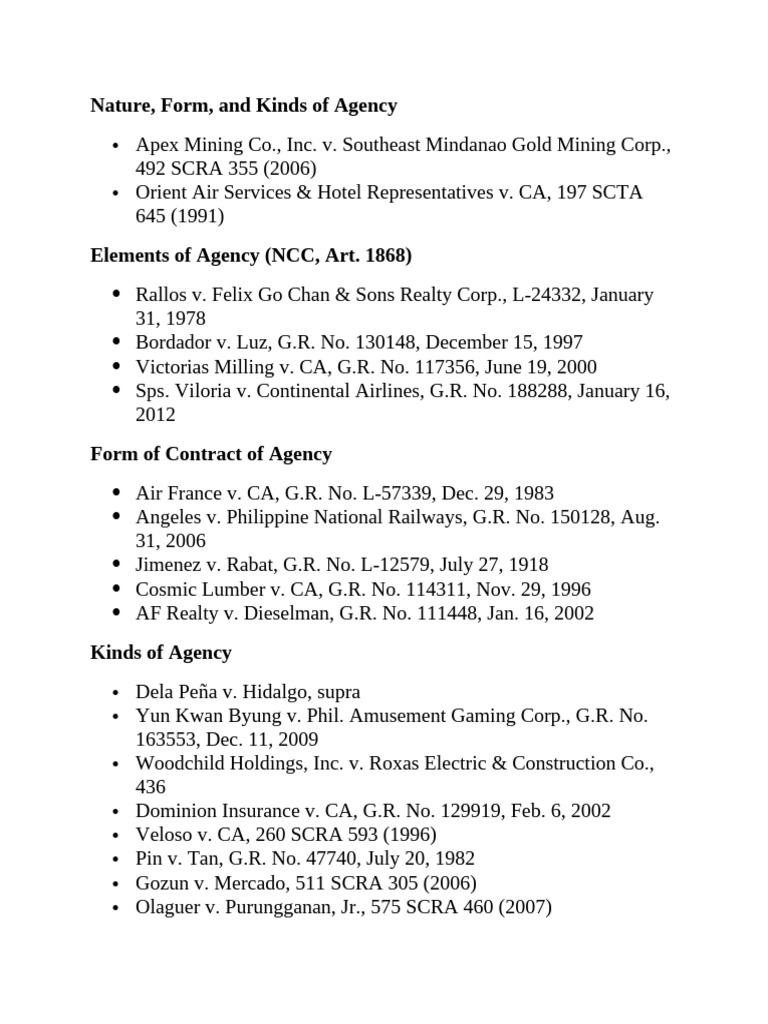 Types and Elements of Agency Law | PDF