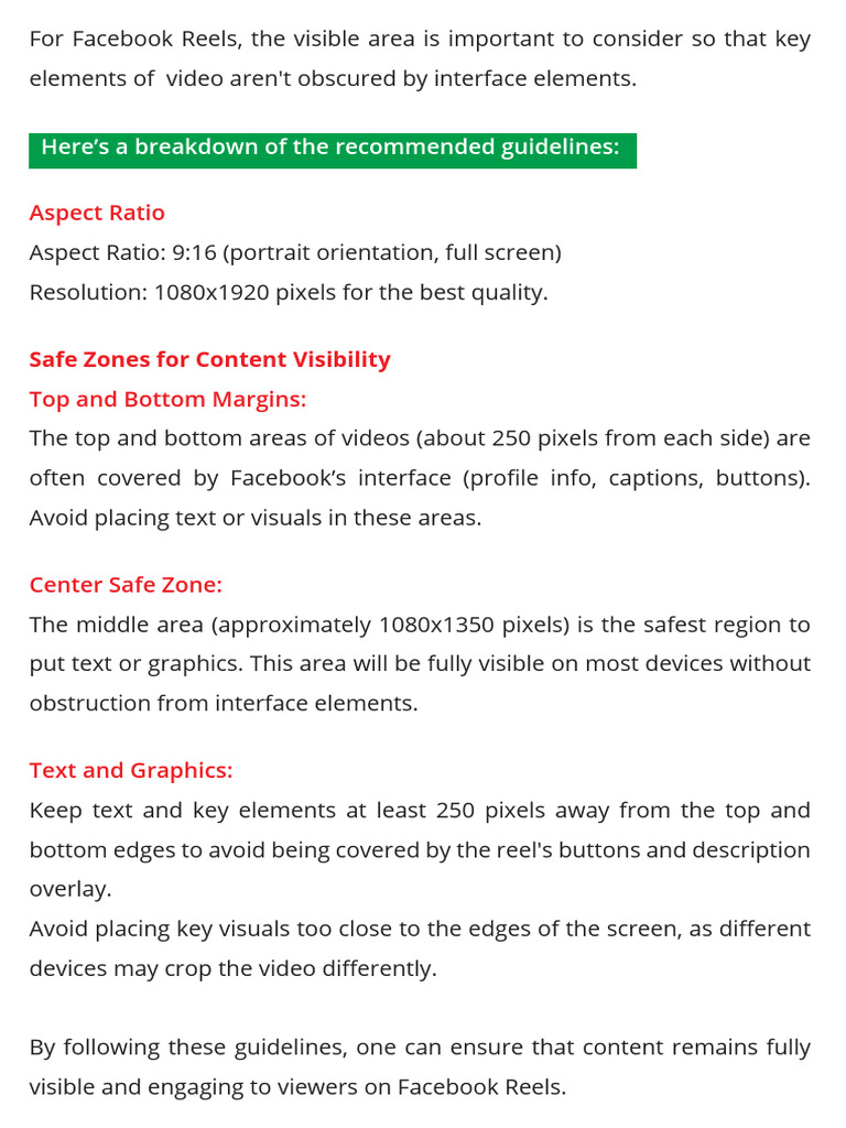 Guideline For Facebook Reel | PDF