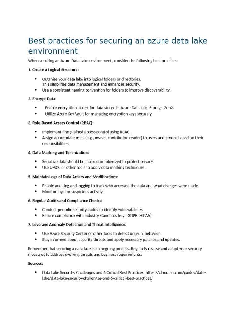 Securing Azure Data Lake: Best Practices | PDF | Security | Computer ...