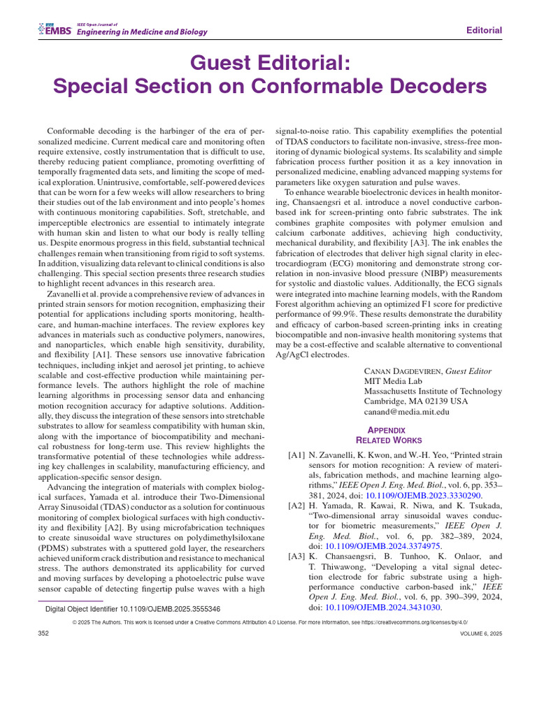 55 Guest Editorial Special Section On Conformable Decoders | PDF | Monitoring (Medicine) | Materials