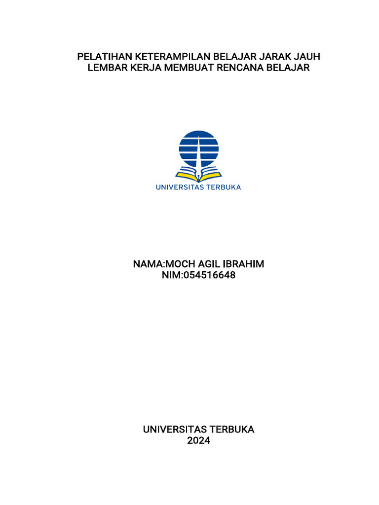 Rencana Belajar Jarak Jauh UT 2024 | PDF