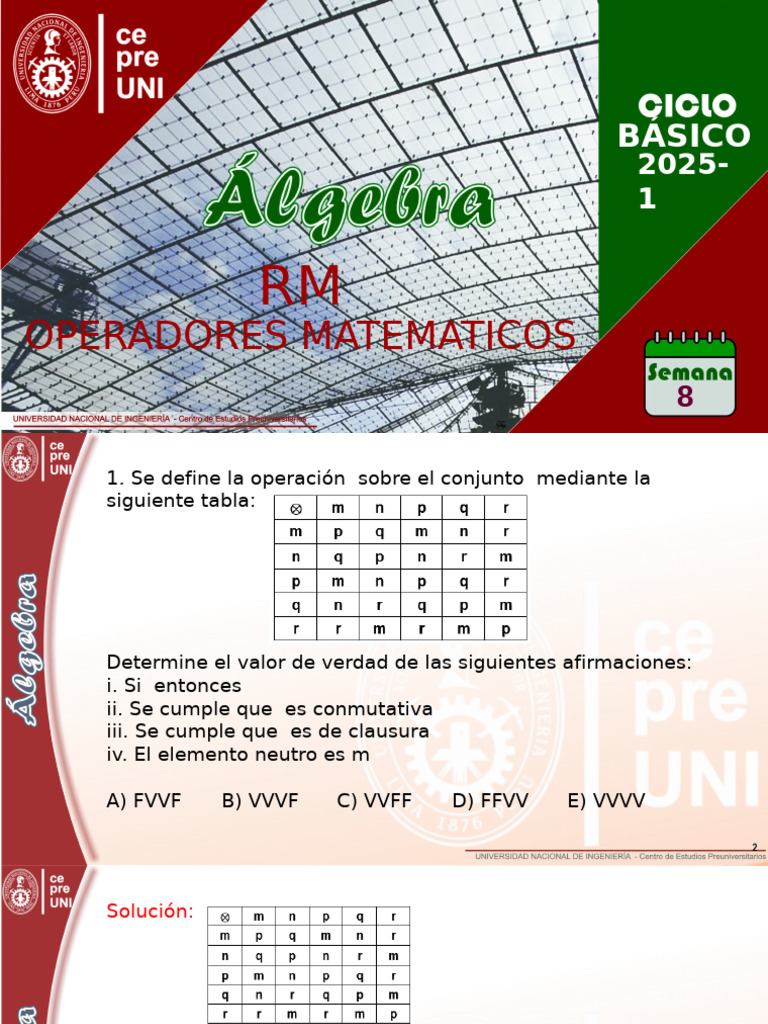 Semana 8 2024-2 RM OPERADORES 2 (Soluciones) | PDF