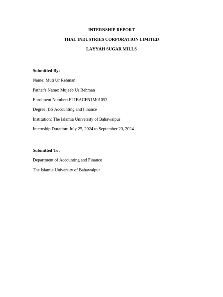 Final Internship Report Muti Ur Rehman | PDF | Enterprise Resource ...