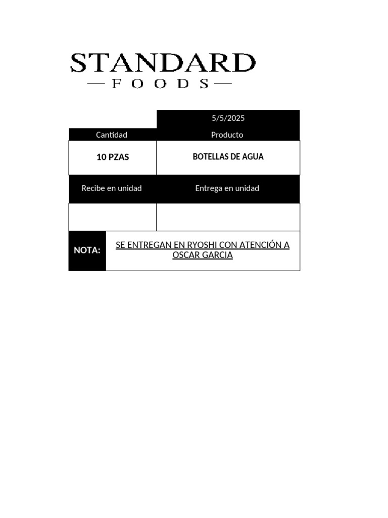 Formato de Acuse para Entrega | PDF | Ingredientes de comida | Cocinando