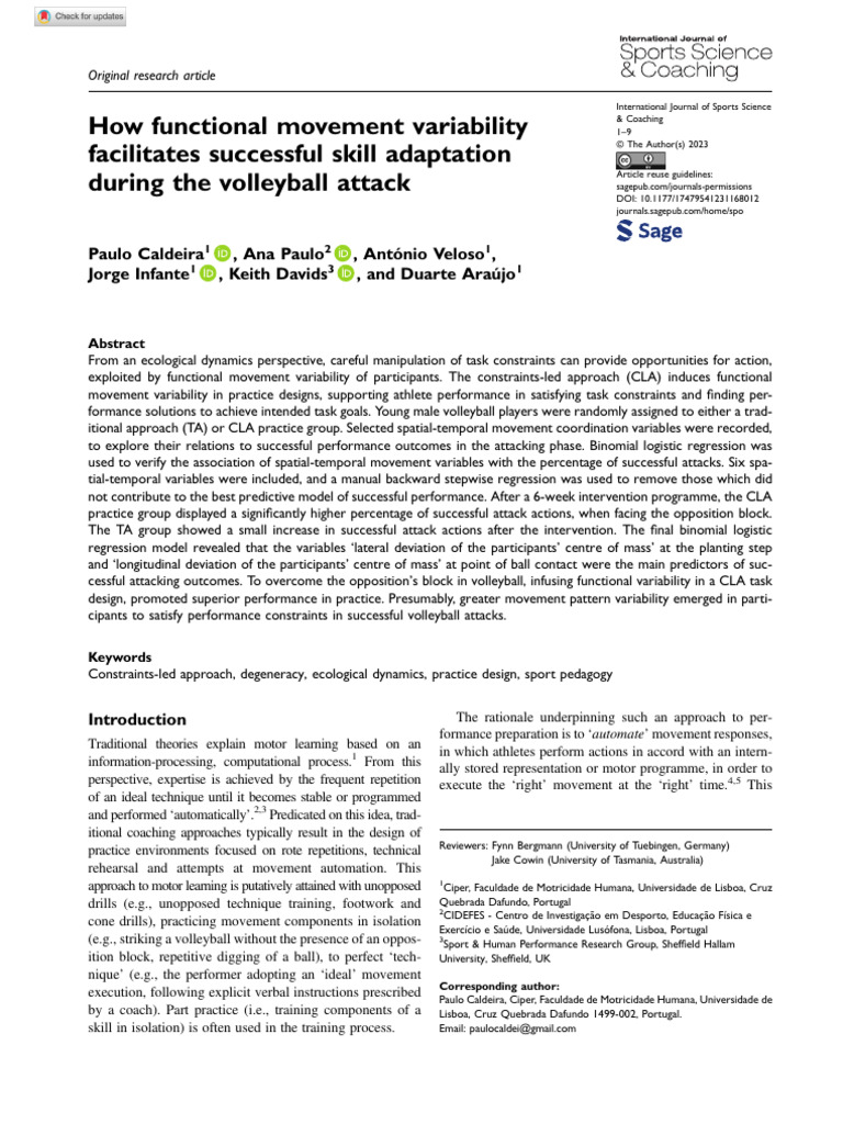 2023 - Caldeira Et Al - How Functional Movement Variability Facilitates ...
