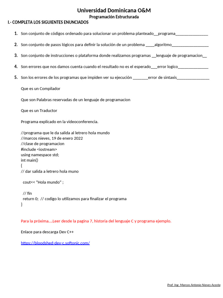 Actividad 1, Programacion Estructurada | PDF