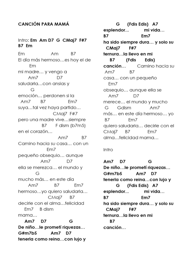 Canción de amor para mamá | PDF